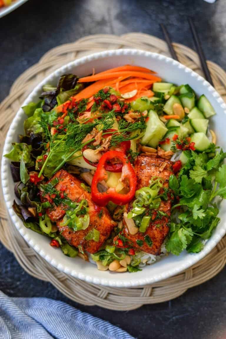 Vietnamese Spring Roll Noodle Bowl (Bún Nem) - Summer & Spice